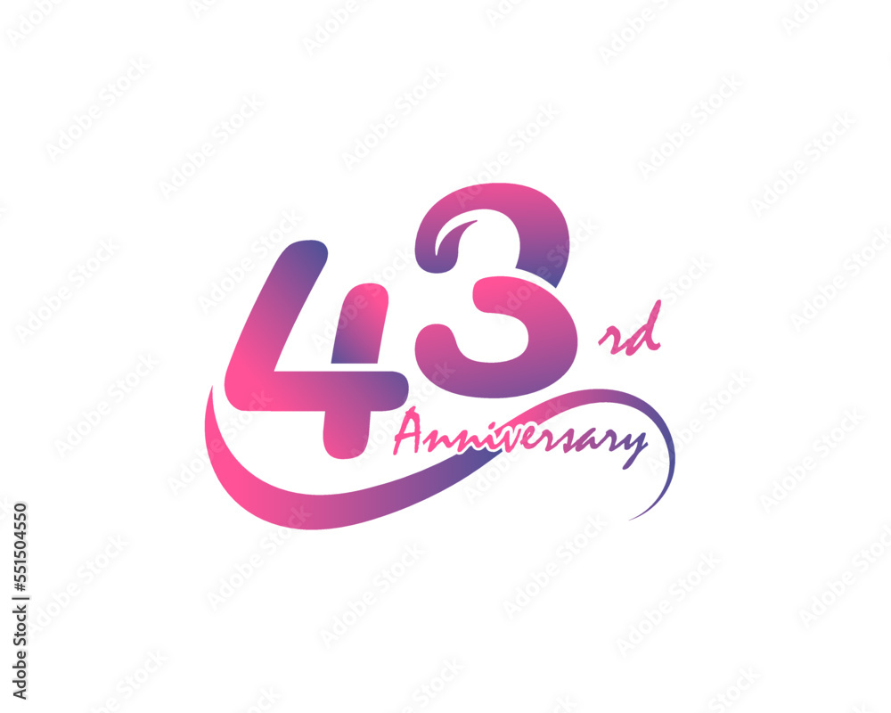 43 years anniversary logotype. 43rd Anniversary template design for ...