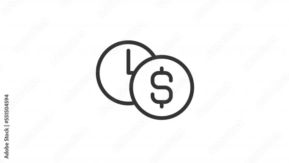 Animated hourly rate linear icon. Currency exchange service. Financial ...