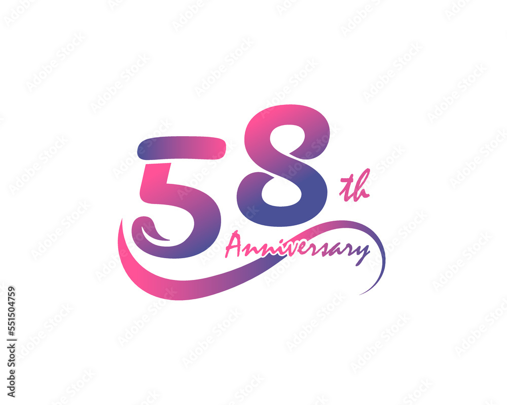 58 years anniversary logotype. 58th Anniversary template design for ...