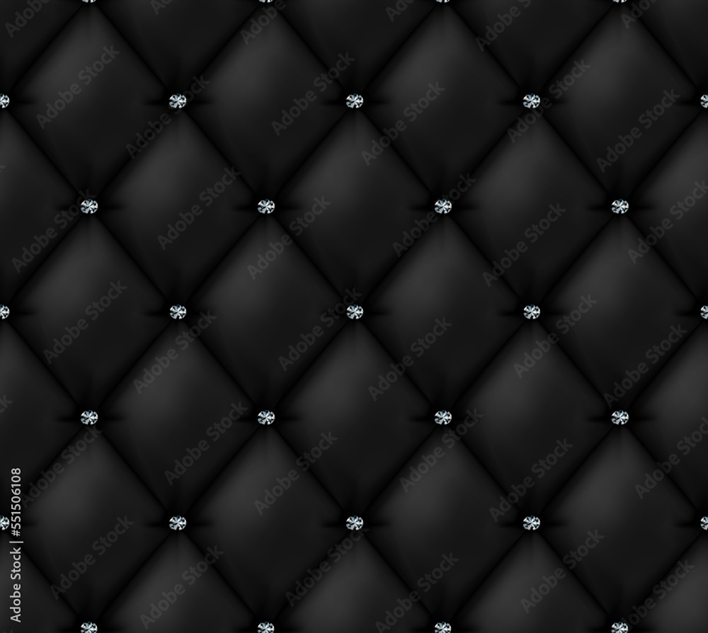 Black buttoned leather texture with diamond buttons. Seamless ...