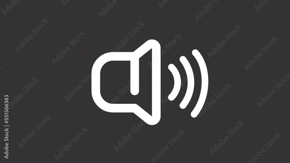 Animated loudness white line ui icon. Sound loudness level. Seamless ...