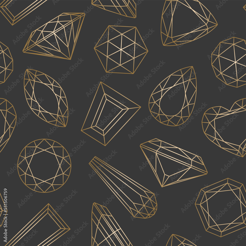 Seamless diamond pattern with different gemstone shapes - vector eps10 ...