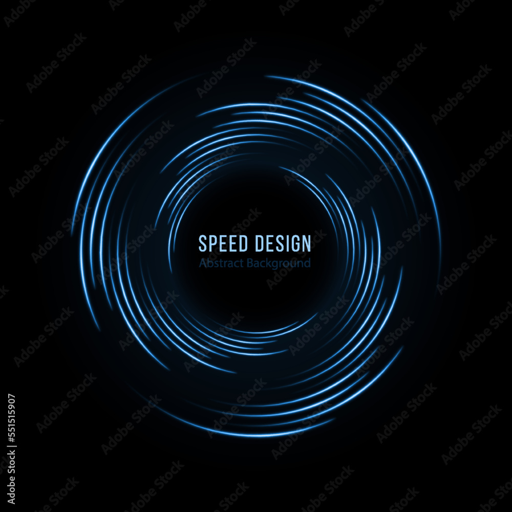 Speed shiny lines in circle form. Radial sparkle speed circle. Luminous ...