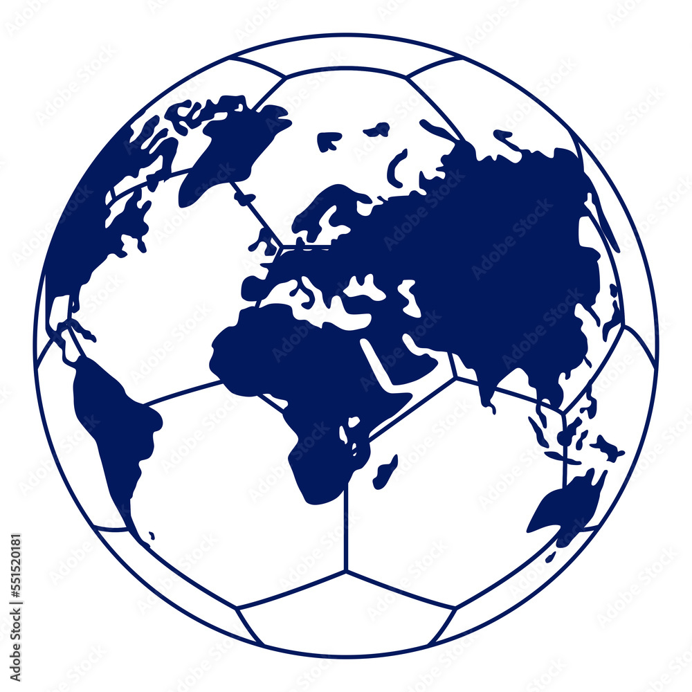 World Map on the Foot Ball Silhouette for Icon, Symbol, Pictogram ...