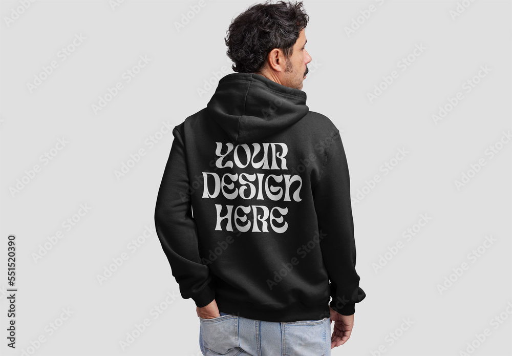 Close-up of a Man Wearing a Hoodie Mockup From Behind Stock Template ...