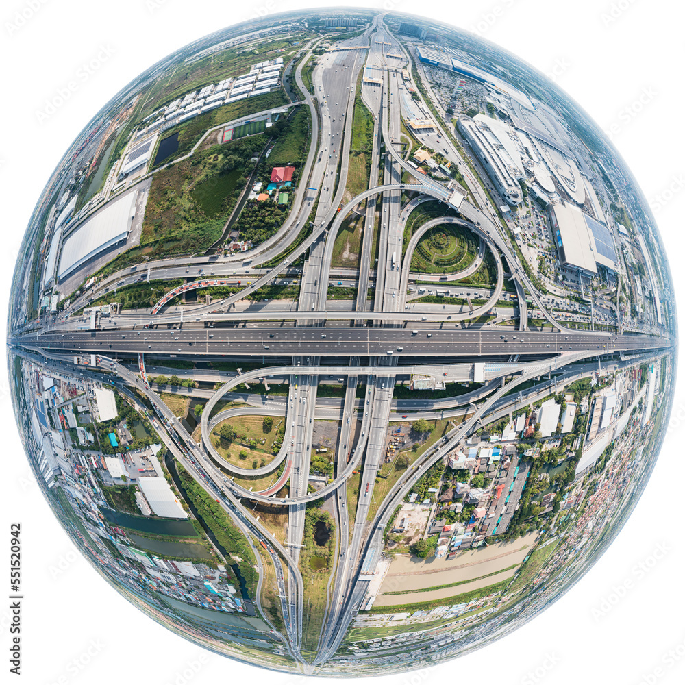 Globe Panorama. 360 Degree Stereographic projection of Expressway top ...