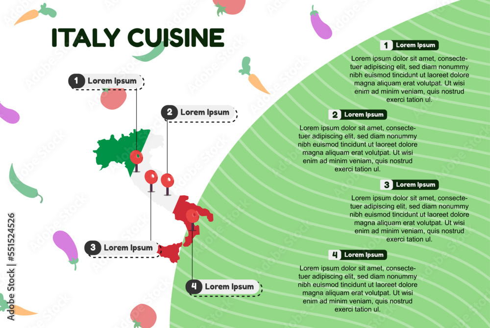 Italy cuisine infographic, popular or cultural food concept ...