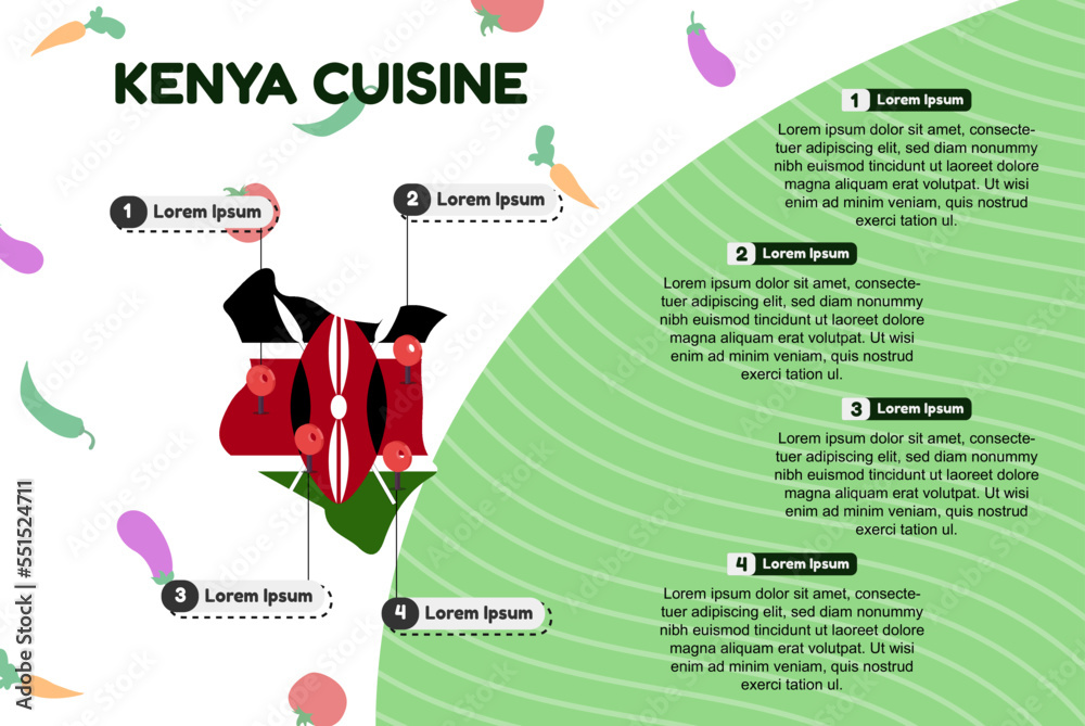 Kenya cuisine infographic, popular or cultural food concept ...