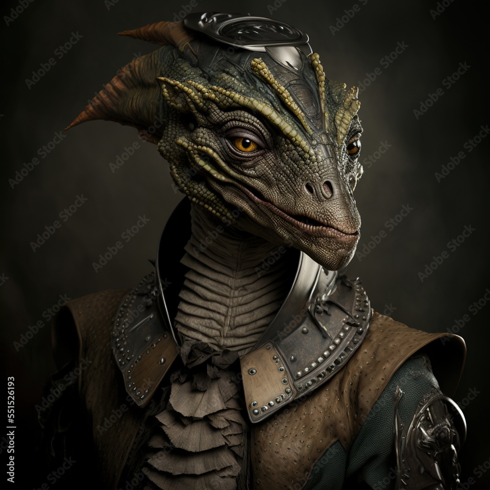 Reptilian Face Close Up Portrait - AI illustration 07 also called ...