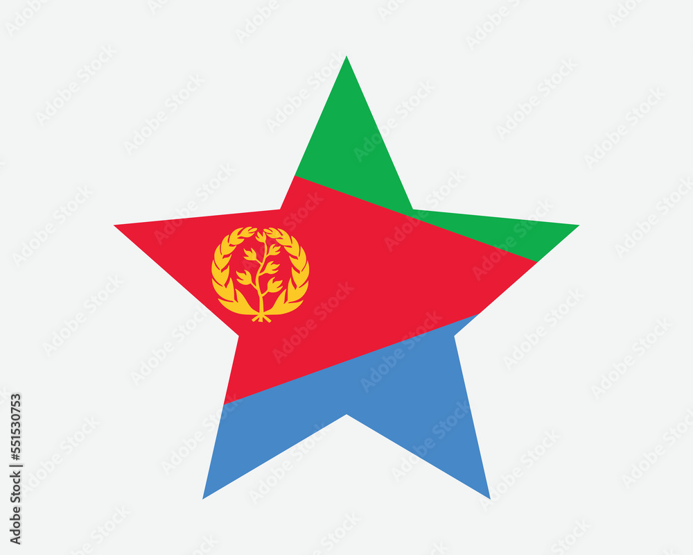 Eritrea Star Flag Eritrean Star Shape Flag Country National Banner Icon Symbol Vector Flat