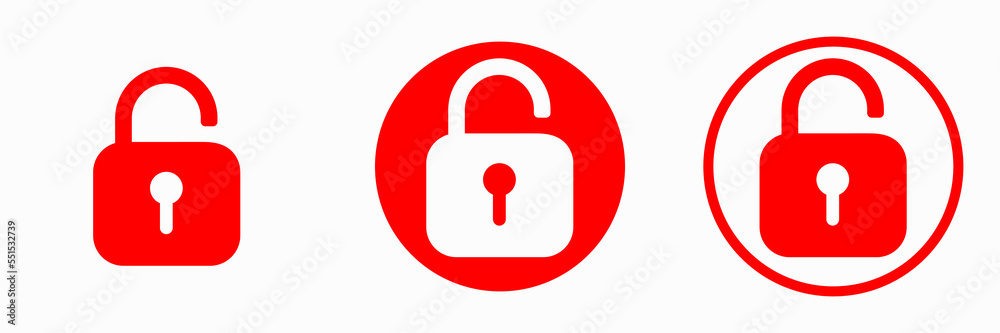Unlock icons set. Unlock sign and symbol. unlocked padlock icon Stock ...