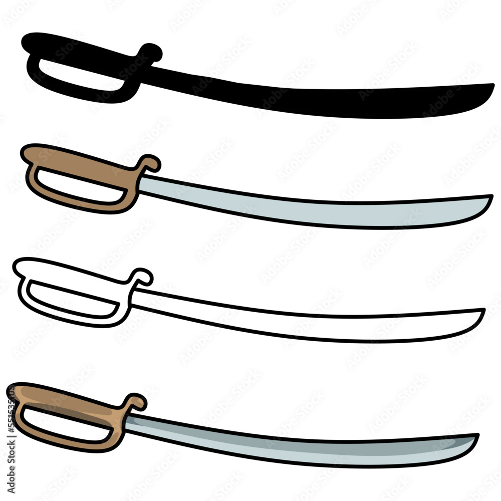 set of cutlass pirate sword collection vector illustration Stock Vector ...
