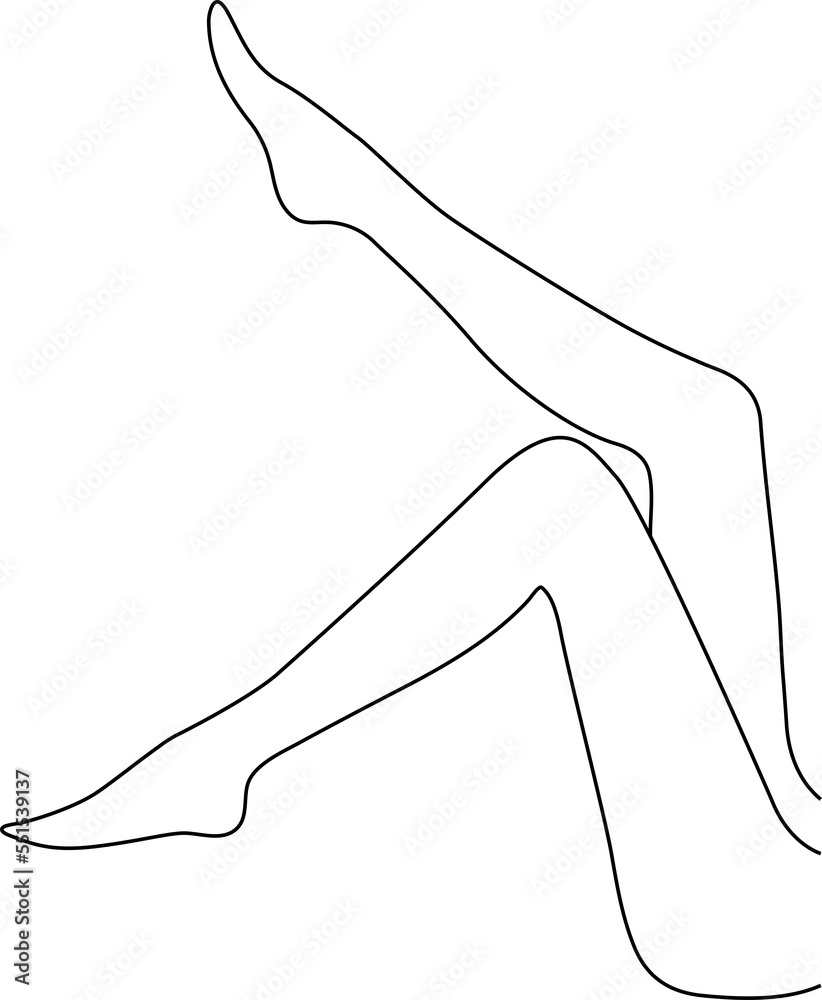 Beautiful female legs line art Stock Photo | Adobe Stock