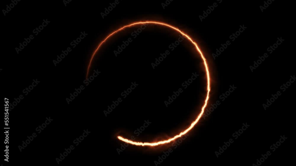Ring of fire animation isolated on black background. Charging and loading animation. Futuristic ...