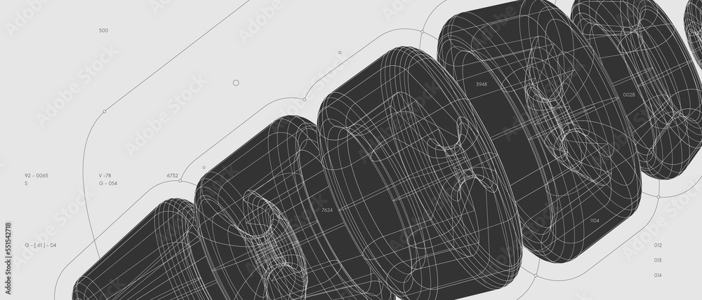 Strange abstract modern wireframes 3d geometric shapes, graphic ...