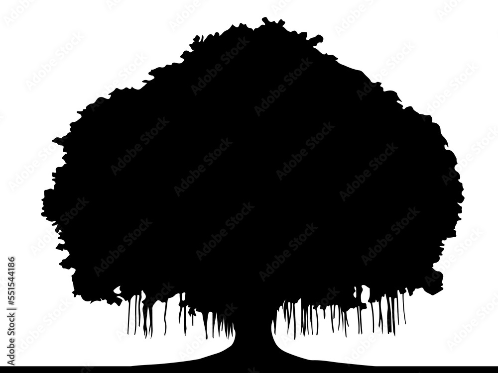 Banyan tree vector silhouette, Tree of life Stock Vector | Adobe Stock