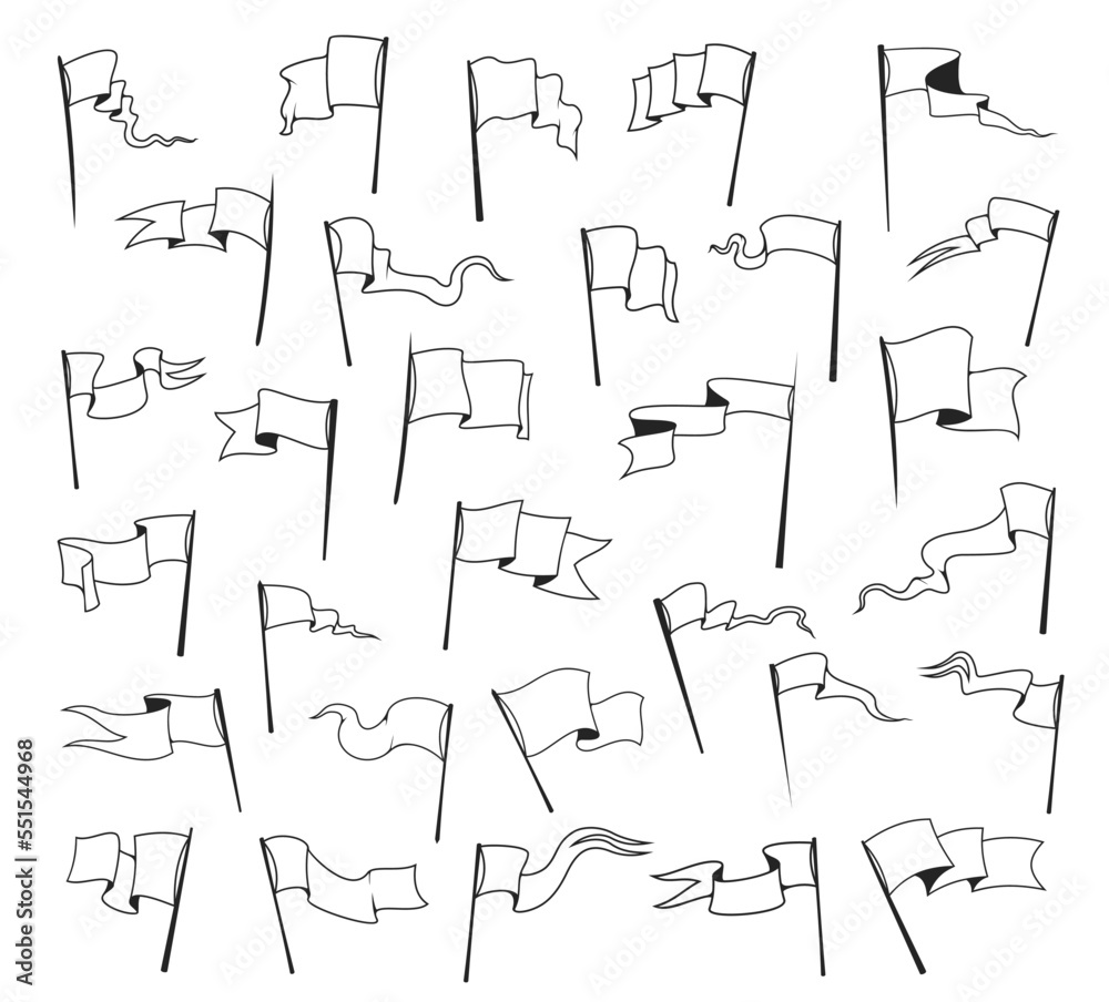 Retro white pennant flags. Camp pennant minimal or sport team outline ...