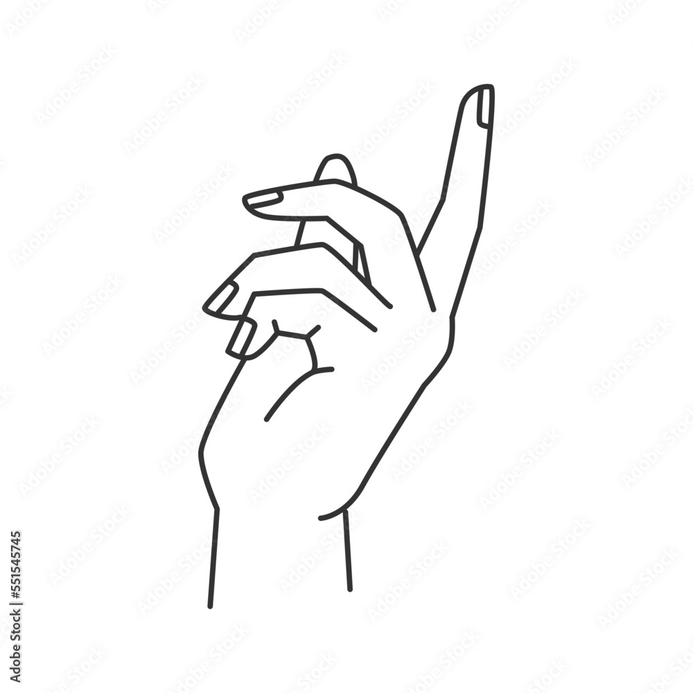 Hand gesture, non verbal communication. Isolated palm and index finger ...