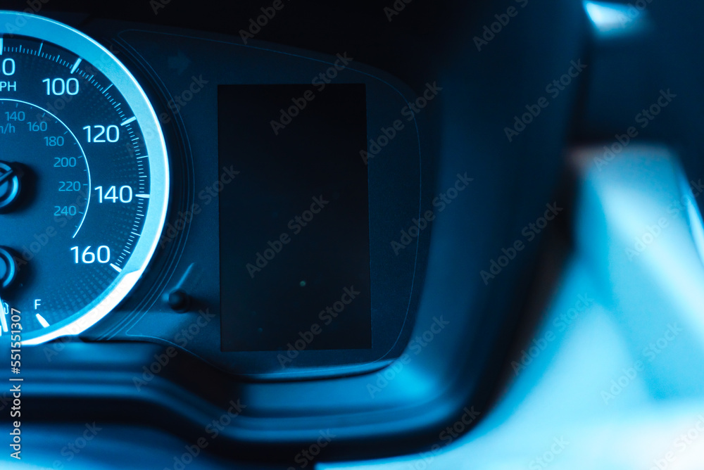 Toned photo empty notification dashboard warning area near speedometer ...