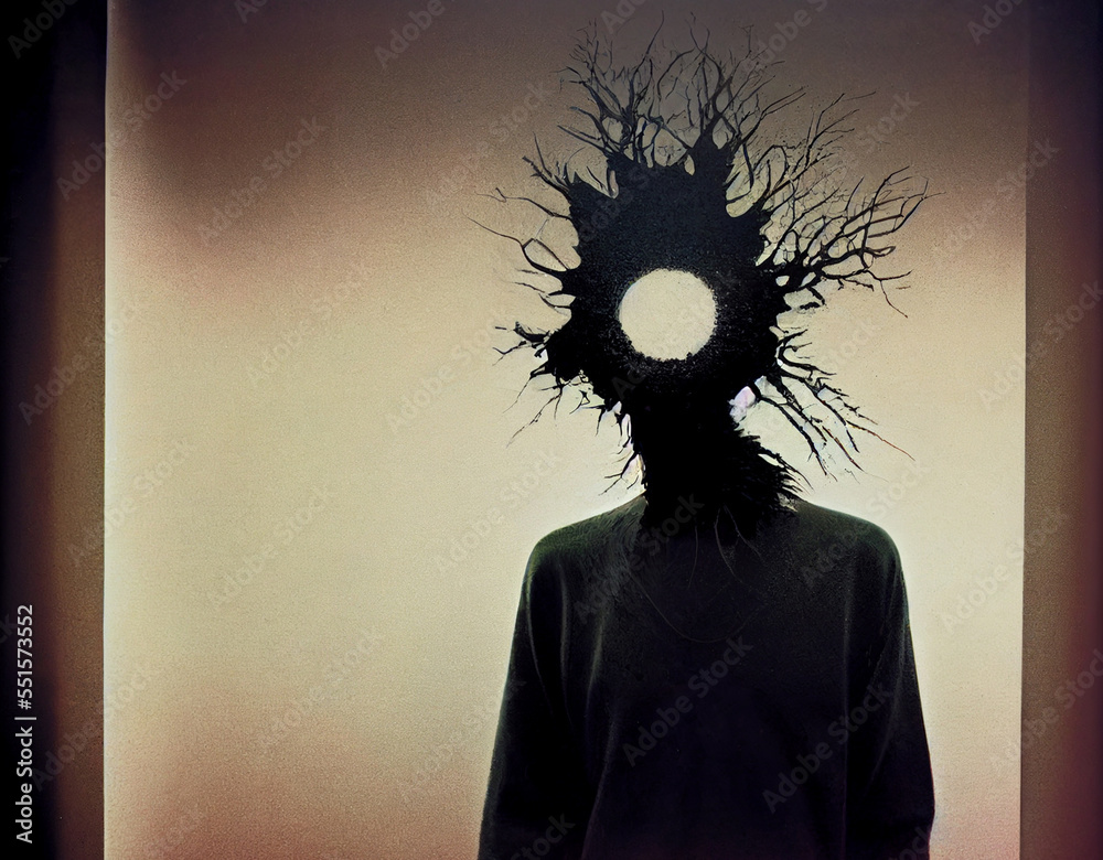 Mental illness concept. Beginning depression, bad thinking. Abstract ...