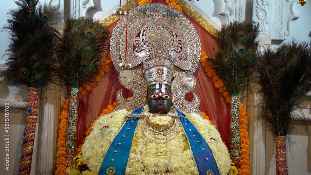 Lord Khatu Shyam ji Baba, form of Lord Krishna decorated with colorful ...