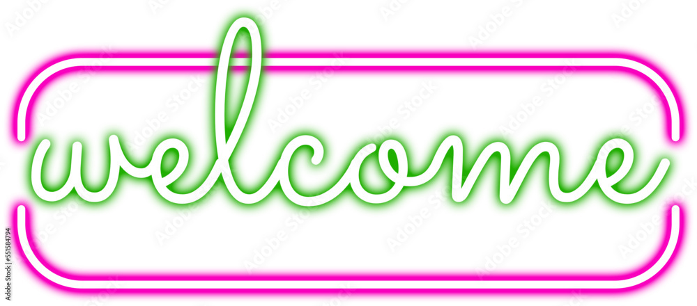 Neon welcome lettering sign Stock Vector | Adobe Stock