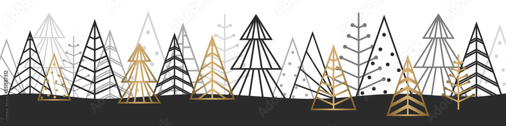 Golden Christmas trees - transparent background. PNG graphic Stock ...