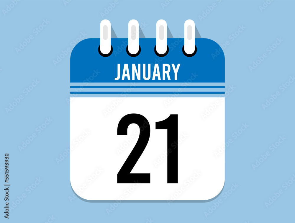 21 day January calendar icon. Banner for appointments, special dates ...