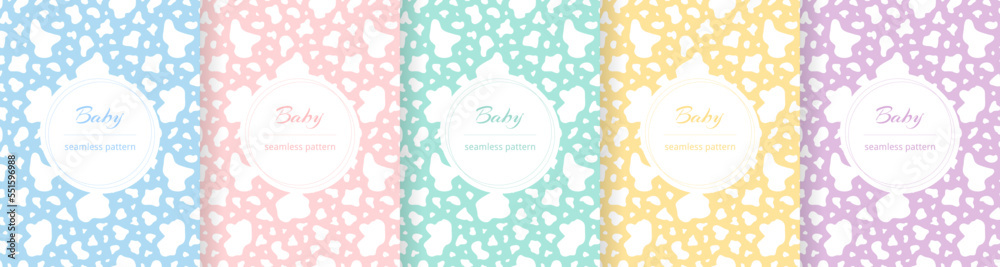 Cute baby seamless pattern. Repeating kid pattern. Girls and boys ...