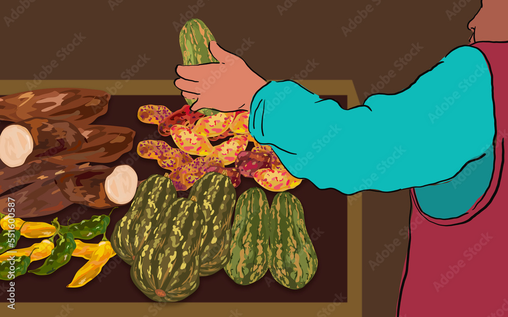 peruvian market with people illustration Stock Illustration | Adobe Stock
