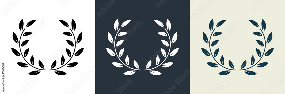 Chaplet Award Silhouette Icon. Leaf Twig Winner Success Emblem ...