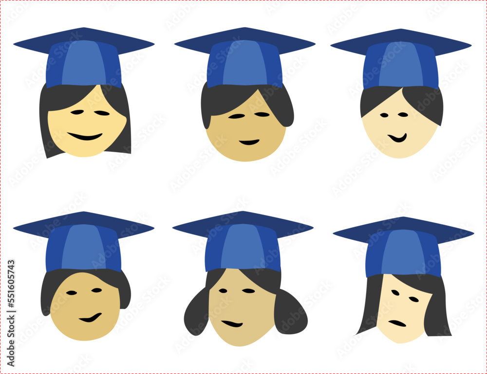Vector of graduated students wearing graduation caps. A group of ...