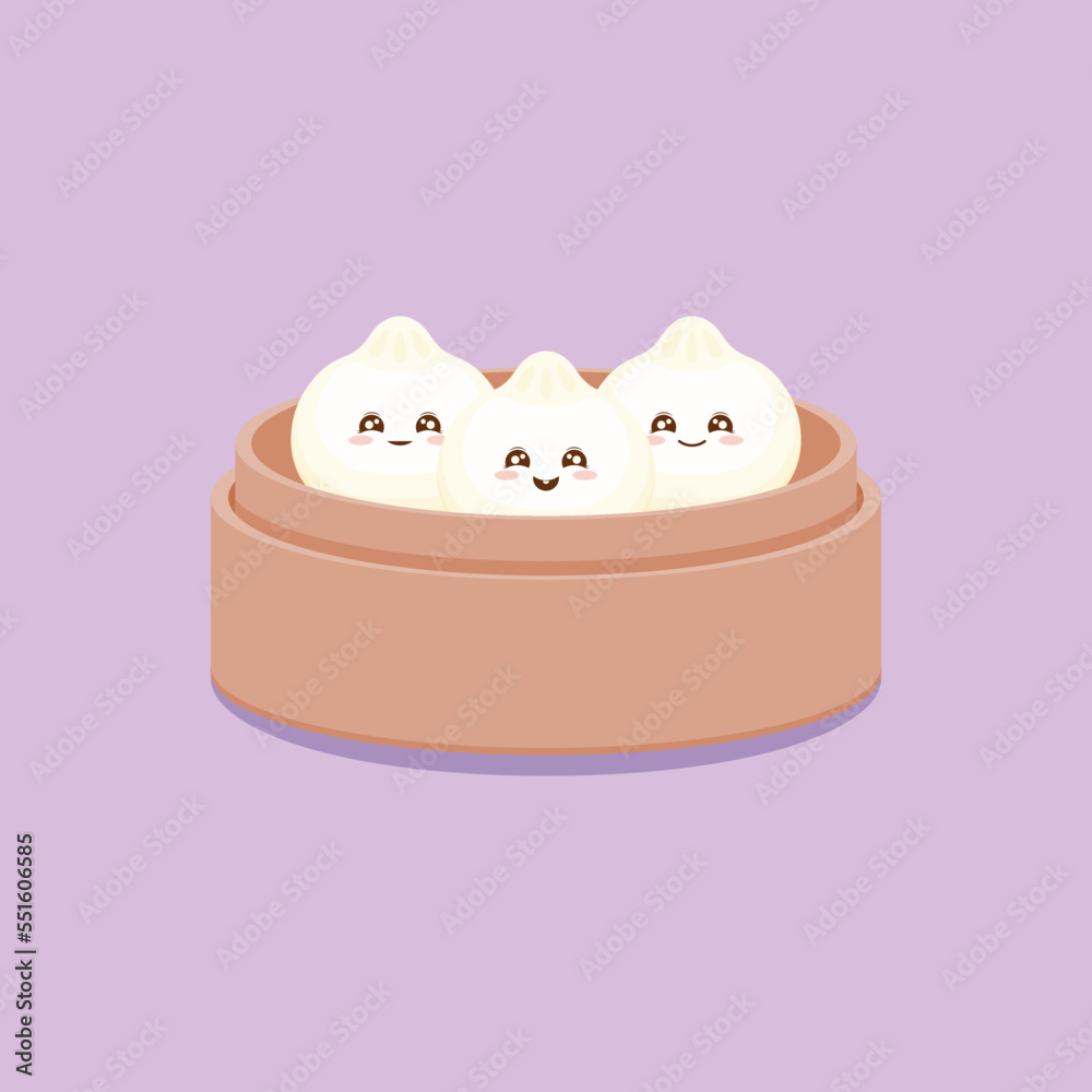 Dim Sum China Food. Design with cute cartoon. Stock Vector | Adobe Stock
