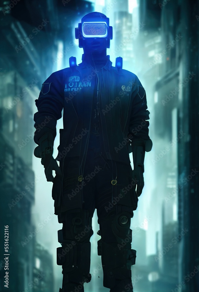 A fictional person, not based on a real person. Portrait of a sci-fi ...