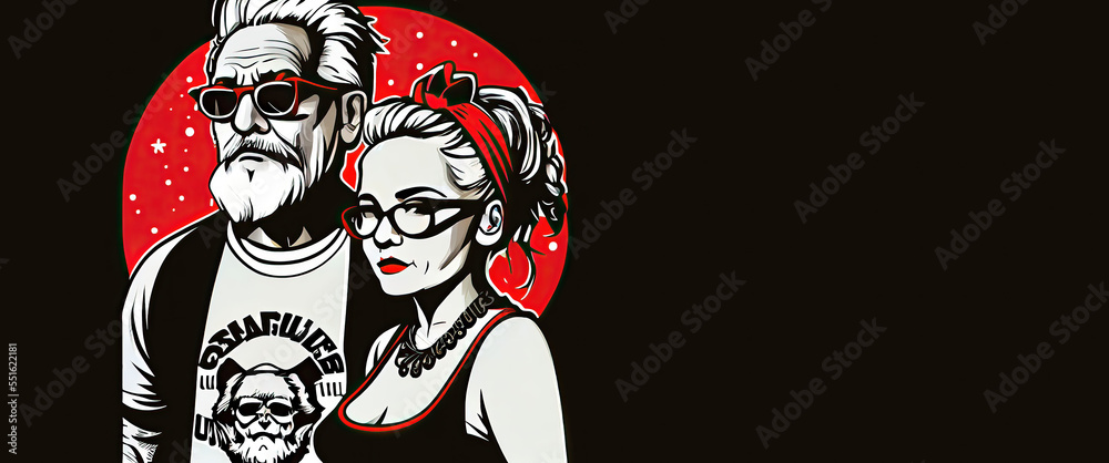 Christmas Santa Claus and Mrs. Claus in a Punk Rock style. Generative ...