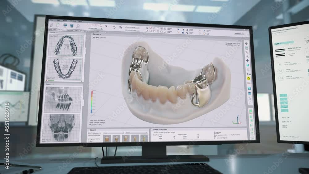 Modern computer program creates 3D dental model of the jaw. Computer ...
