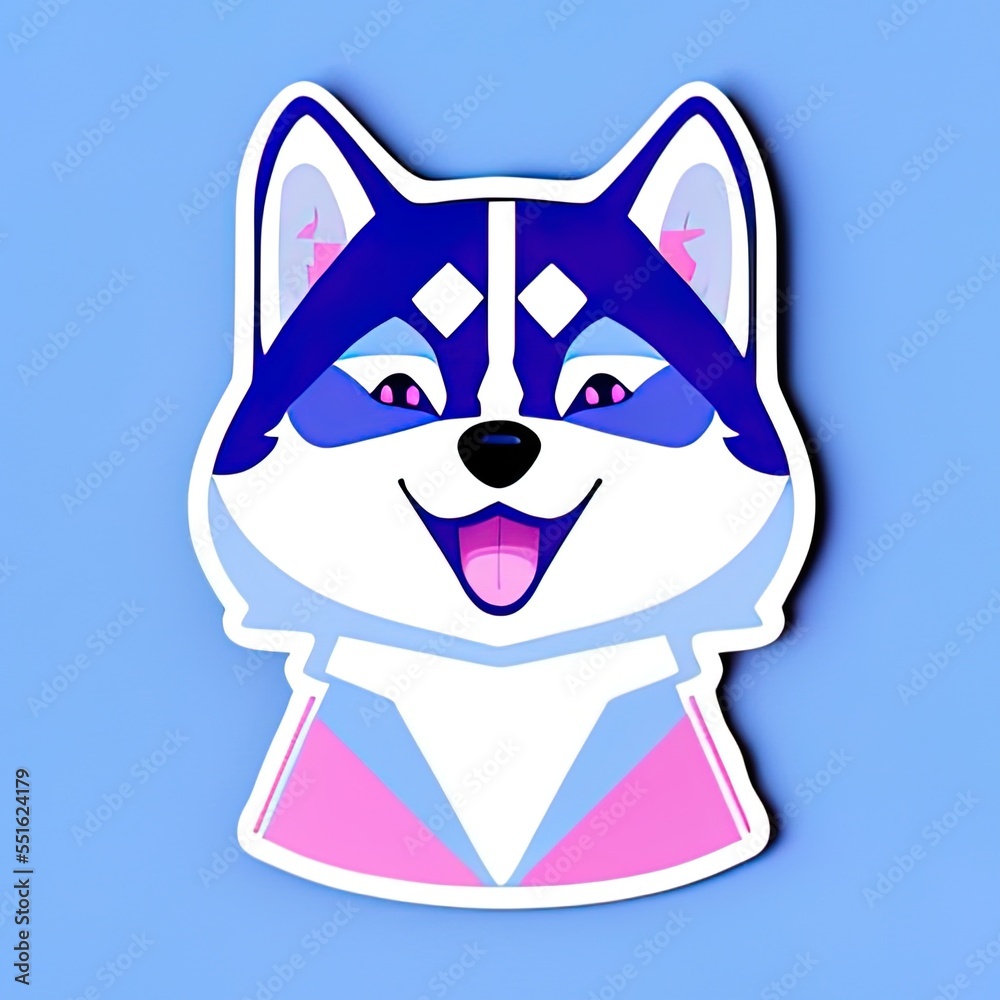 Die-cut sticker, Cute kawaii husky sticker, white background ...