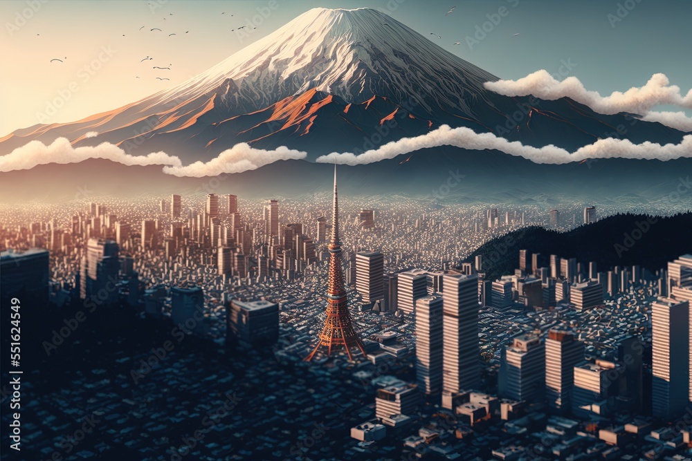 Japan's Mount Fuji towers above the metropolis of Tokyo in this aerial ...