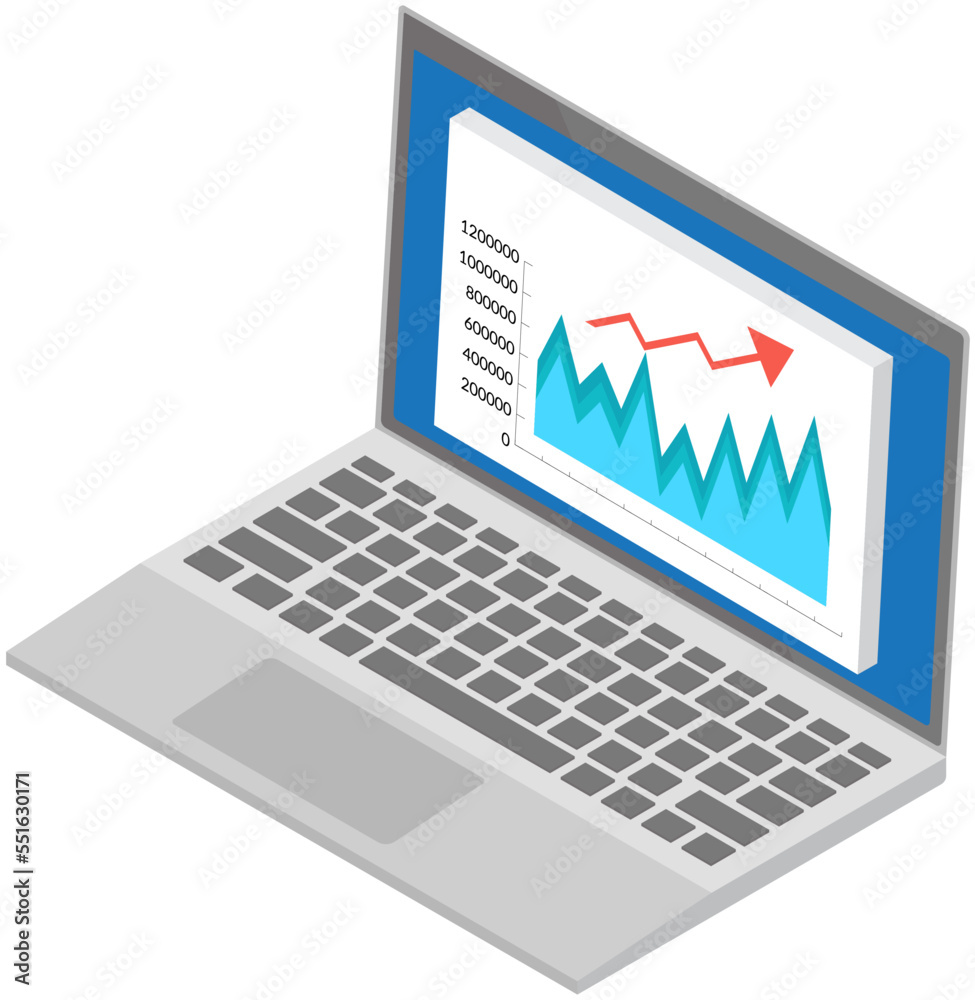 Economics strategy, analysis of sales, statistic growth with bar chart ...