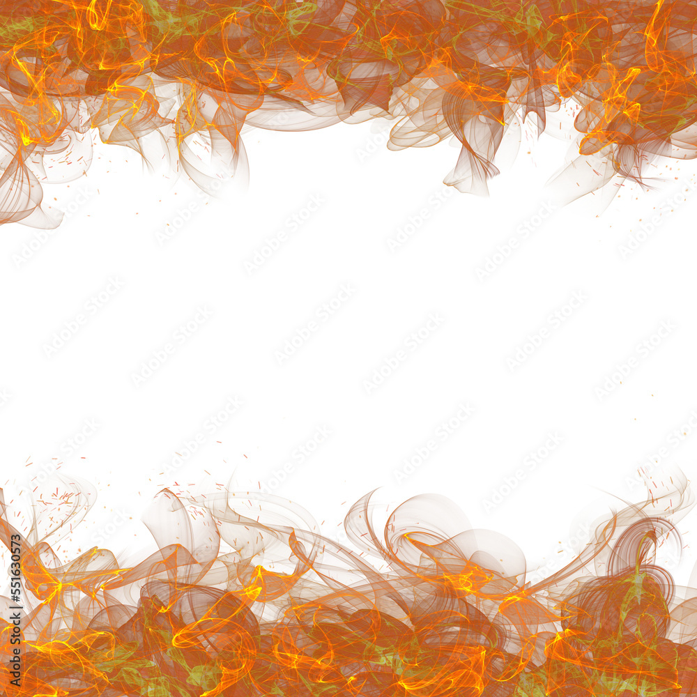 Flame edges, firey border detail overlay, transparent frame with burn ...