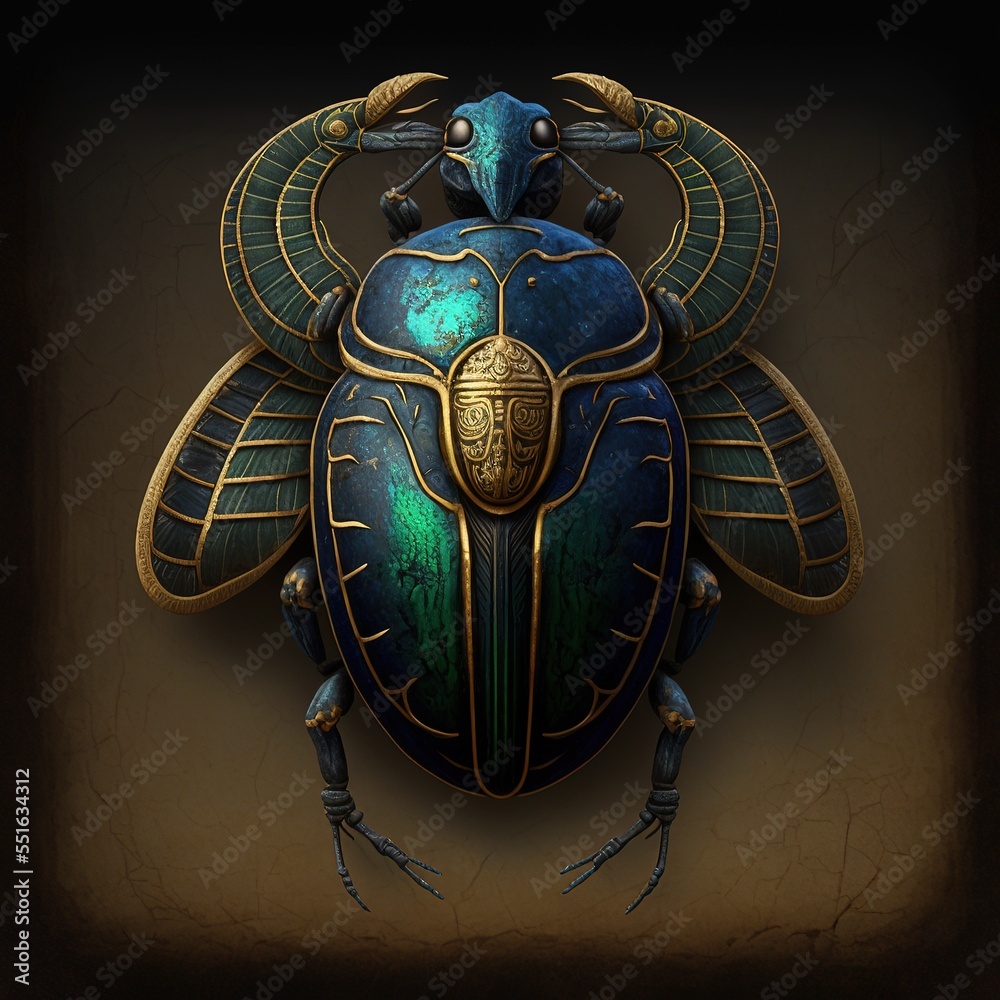 Ancient Egyptian decorative scarab beetle. AI Stock Illustration ...