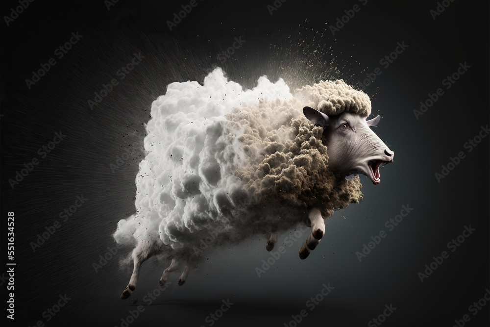 Exploding sheep isolated on black background Stock Illustration | Adobe ...