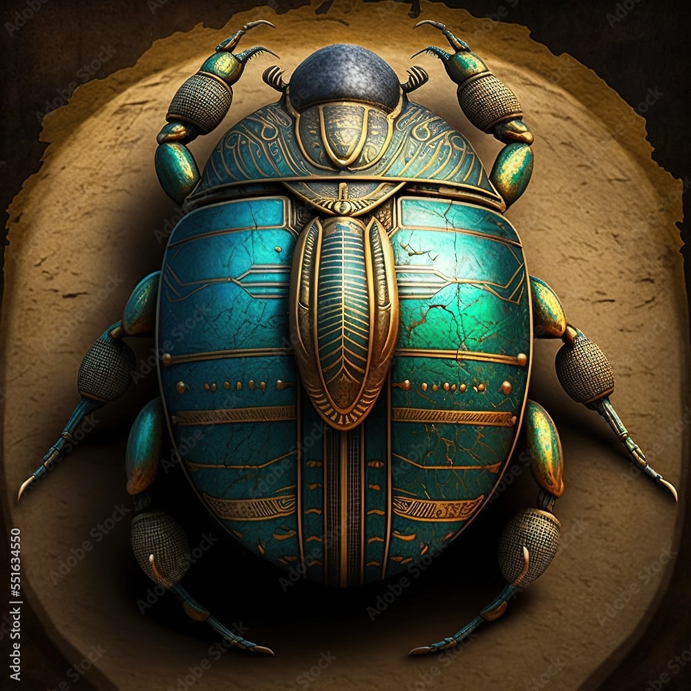 Ancient Egyptian decorative scarab beetle. AI Stock Illustration ...