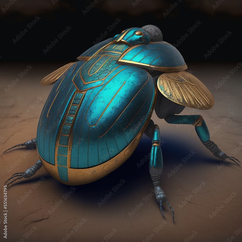 Ancient Egyptian decorative scarab beetle. AI Stock Illustration ...