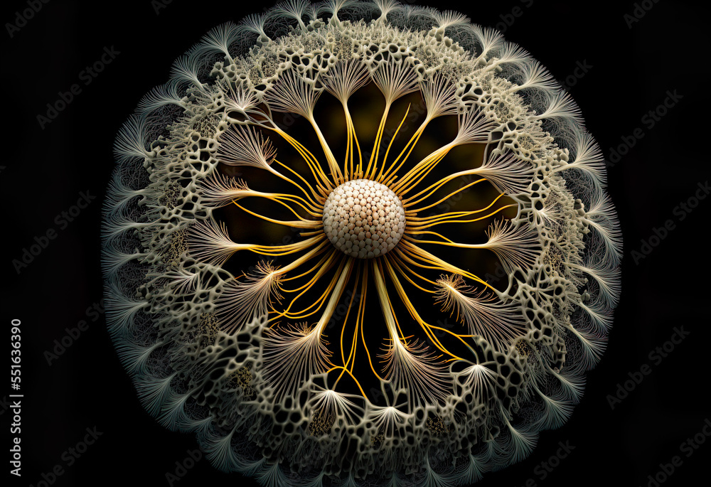 Fictional fantasy of a dandelion and a brain, a hybrid is born with its ...