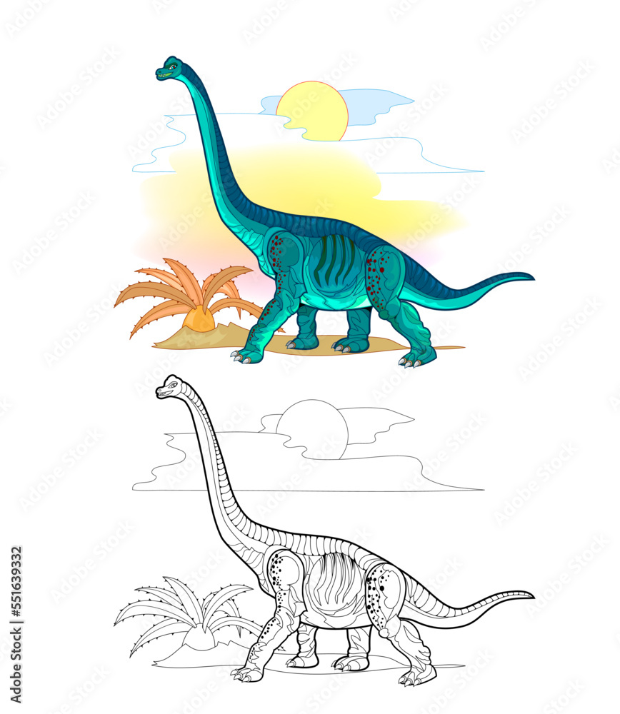 Colorful and black and white page for coloring book. Illustration of ...