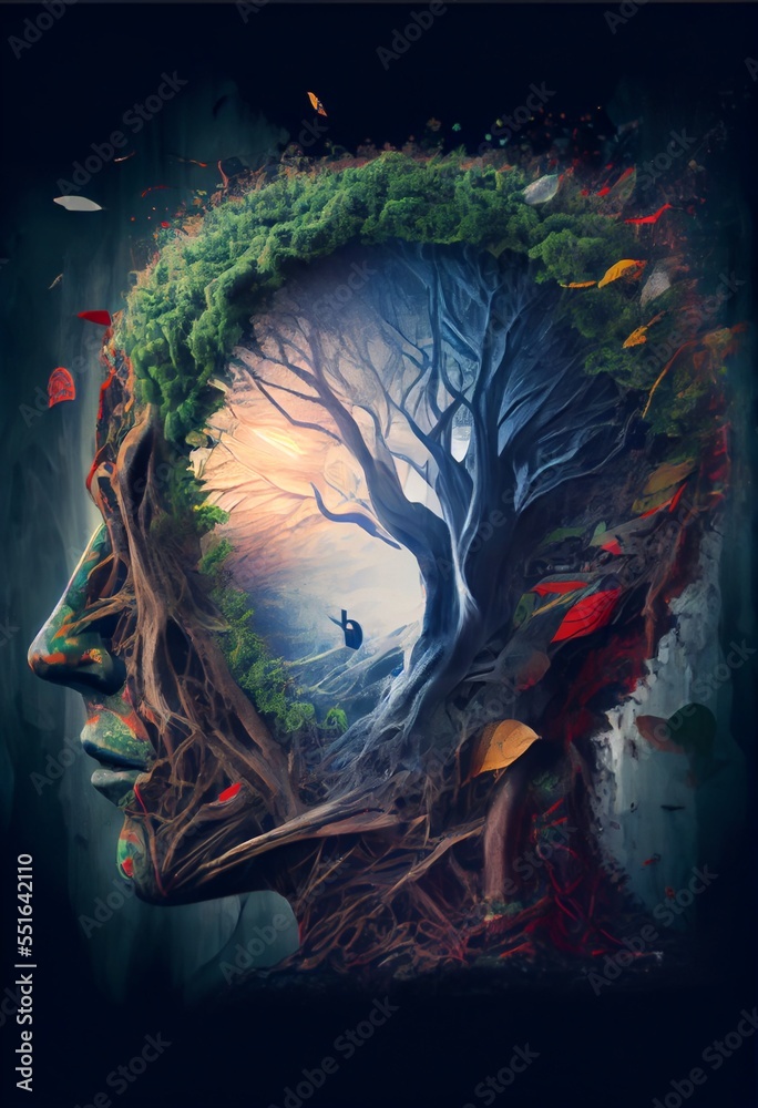 Generative AI render of a mockup human head Stock Illustration | Adobe ...