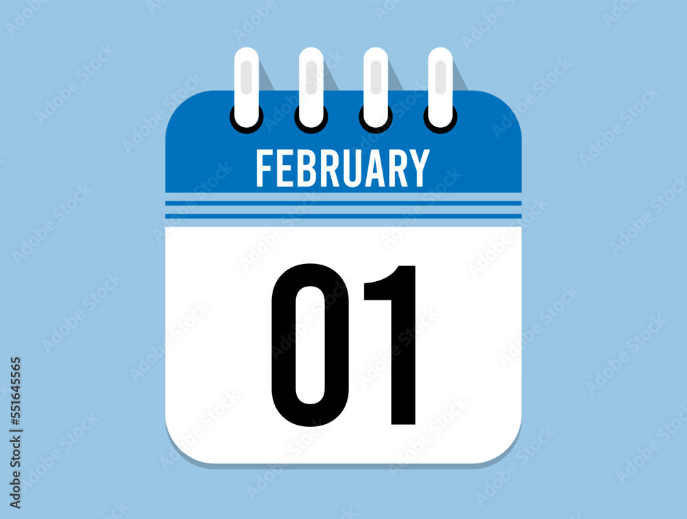 1 day February calendar icon. Banner for appointments, special dates ...