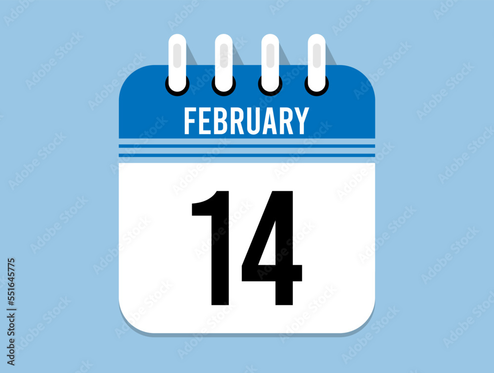 14 day February calendar icon. Banner for appointments, special dates ...