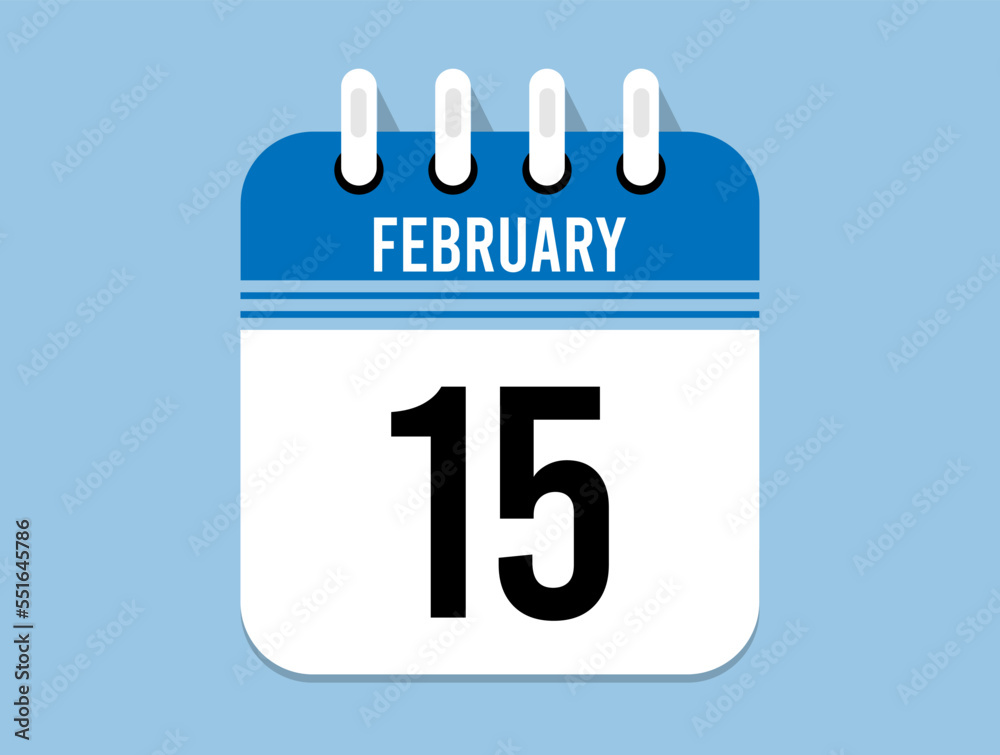 15 day February calendar icon. Banner for appointments, special dates ...
